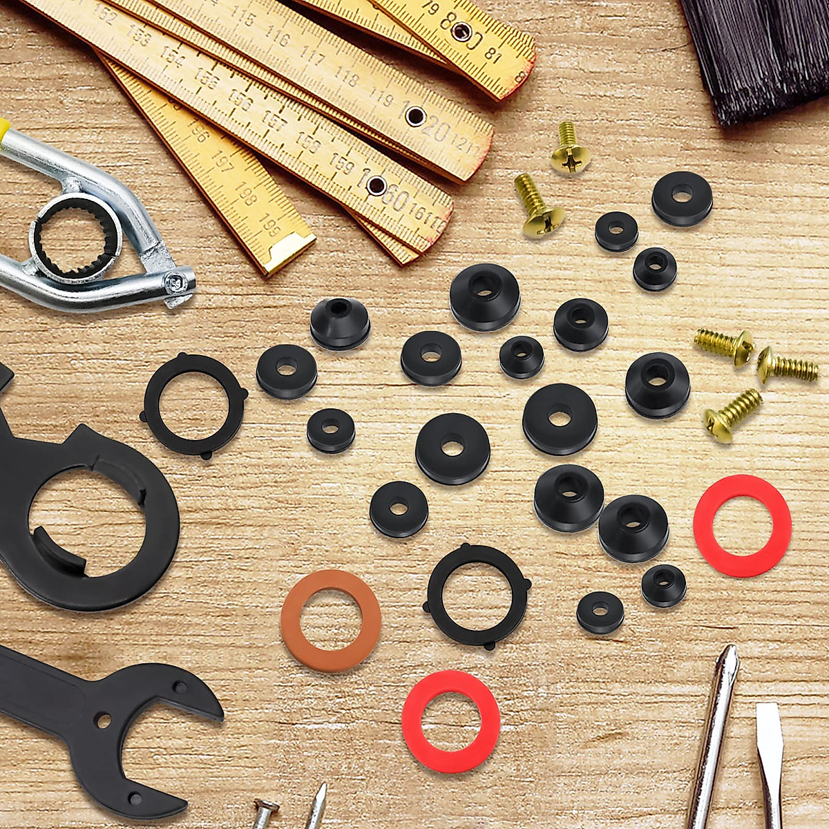 XBVV 32 Size 258 PC Faucet and Plumbing Rubber Washers Assortment Kit for Assorted Garden Hose Valve Spigot Adapter Splitter Outdoor Faucet Bibb Shower Hose Gasket Repair