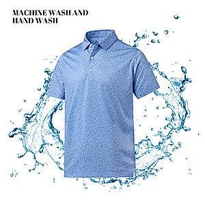 DEOLAX Mens Polo Shirts Moisture Wicking Dry Fit Performance Mens Golf Shirt Regular Fit Fashion Print Short Sleeve Polo