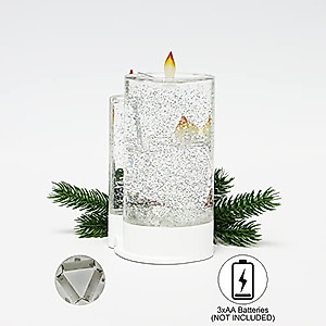 Christmas Tabletop Decor, Snow Globe Water Spinning LED Lighted Candles, Battery Operated (not Included) (6.8" H x 4.8" W x 4.8" D) by Moments in Time