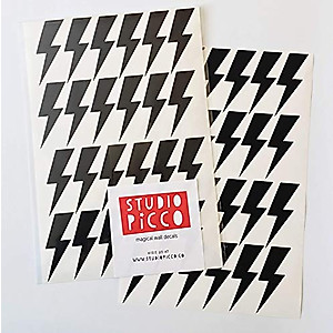 Lightning Bolt Stickers Room Wall Decals - Black Lightning Wall Stickers Set of 24 - Removable and Reusable Superhero Lightning Decals for Kids Room, Nursery, Playroom and Bedroom