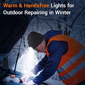 Mens Gifts Beanie Hat with Light: Stocking Stuffers Women Men Rechargeable Cap LED Flashlight Winter Hats Gift Ideas for Dad Black