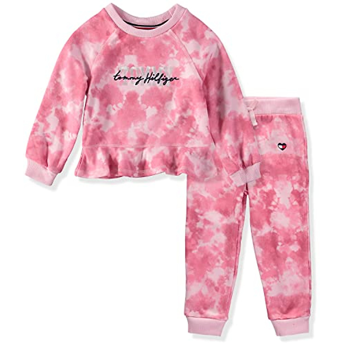 Tommy Hilfiger Girls 2 Pieces Jogger Set Casual Pants, Rose Shadow, 3T US