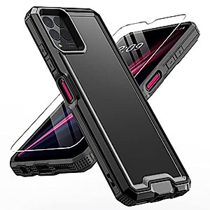 LEKEVO for REVVL 6 Pro 5G / REVVL 6X Pro 5G Case, with Screen Protector, Military Grade Drop Proof Dual Layer Heavy Duty Rugged Protective Phone Shell (Black)