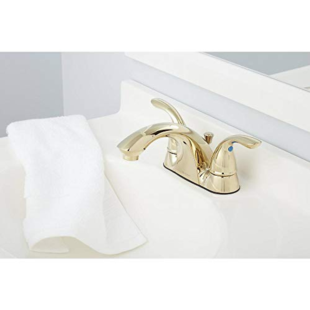 Glacier Bay Builders 4 in. Centerset 2-Handle Low-Arc Bathroom Faucet in Polished Brass