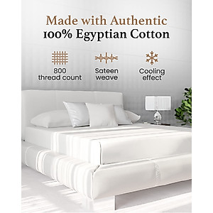 Good Sleep Bedding Fitted Sheet Full - 800 TC Full Size Fitted Sheet Only, 100% Egyptian Cotton, Soft & Breathable Full Fitted Sheet, 16" Deep Pocket Fitted Sheets Full Size Bed, Sateen Weave - White