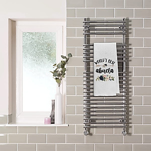 DIBOR World's Best Abuela Kitchen Towels Dish Towels Dishcloth,Best Grandma Absorbent Drying Cloth Hand Towels Tea Towels for Bathroom Kitchen,Grandma Mother's Day Birthday Gifts from Grandkids