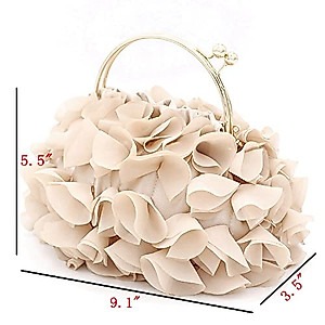 DJBM Floral Women's Evening Handbags Satin Clutch Purses for Wedding and Party Prom Handbags, Burgundy