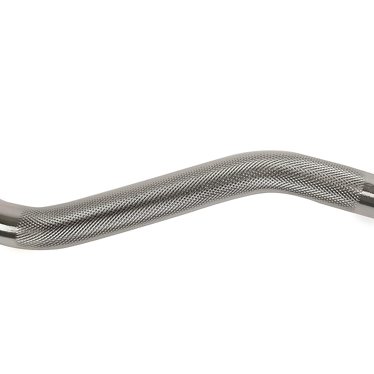 Sunny Health & Fitness 47 in Threaded Chrome Curl Bar with Ring Collars - STCB-47, grey