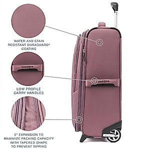 Travelpro Maxlite 5 Softside Expandable Upright 2 Wheel Carry on Luggage, Lightweight Suitcase, Men and Women, Dusty Rose Pink, Carry On 22-Inch