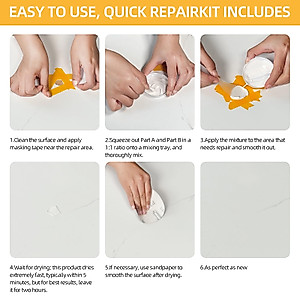 Ultra-Fast Drying Porcelain Repair Kit, Tile and Tub Repair Kit - Repair Chips & Cracks | Extra Strong Adhesive | Bathtub Repair Kit for Ceramic Sink, Shower, Acrylic, Fiberglass and Enamel (White)