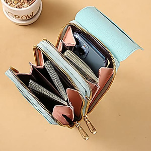 Women's Anti-theft Leather Crossbody RFID Blocking Bag,Mini Touch Screen One Shoulder Mobile Phone Purse (BLUE)