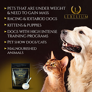 Lexelium Weight Gainer Supplement for Dogs & Cats - Muscle Building & Appetite Stimulation - 100% Natural Pet Supplement to Add Weight & Increase Immunity in Puppies and Kittens -200g