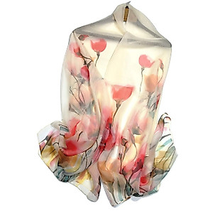 Shanlin Super Large Silk Feel Flower Floral Scarves for Women in Gift Box (Tulips-Yellow)