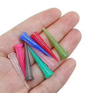 Heyous 80PCS Plastic Conical Needle Blunt Tip Liquid Dispenser Needle Syringe Tip Dispensing Filling Needle with 8 Mixed Size for Ink or Oil Filling Processes