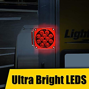 MAXXHAUL 70205 Trailer Light Kit - 12V All LED, Left and Right Waterproof Submersible for Trailers, Boat Trailer Truck Marine Camper RV Snowmobile, Red