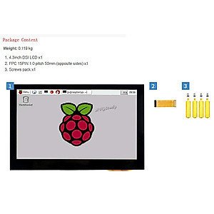 XYGStudy 4.3inch for Raspberry Pi IPS LCD Capacitive Touch Display Screen 800×480 4.3inch IPS Wide Angle MIPI DSI Interface for Raspberry Pi 4 3 2 Model B B+ A+ Raspbian Retropie Ubuntu Driver Free