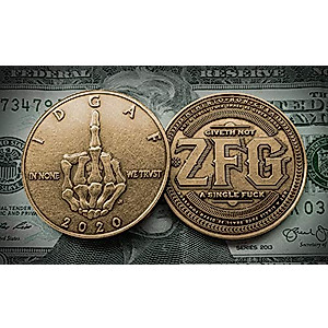 ZFG Inc. IDGAF Middle Finger Reminder Coin, Bronze Color, Collectible Challenge Coin, 1-Count
