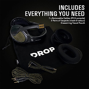 DROP + Sennheiser PC38X Gaming Headset — Noise-Cancelling Microphone with Over-Ear Open-Back Design, Velour Earpads, Compatible with PC, Gaming Consoles, and Mobile Devices, Black (Renewed)