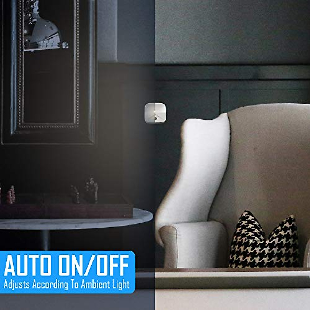 Aultra Night Light LED Night Lights Plug Into Wall - Super Smart Dusk to Dawn Sensor Activated, Automated On & Off, Used for Kitchen, Bathroom, Home Improvement, Bedroom – 4 Pack