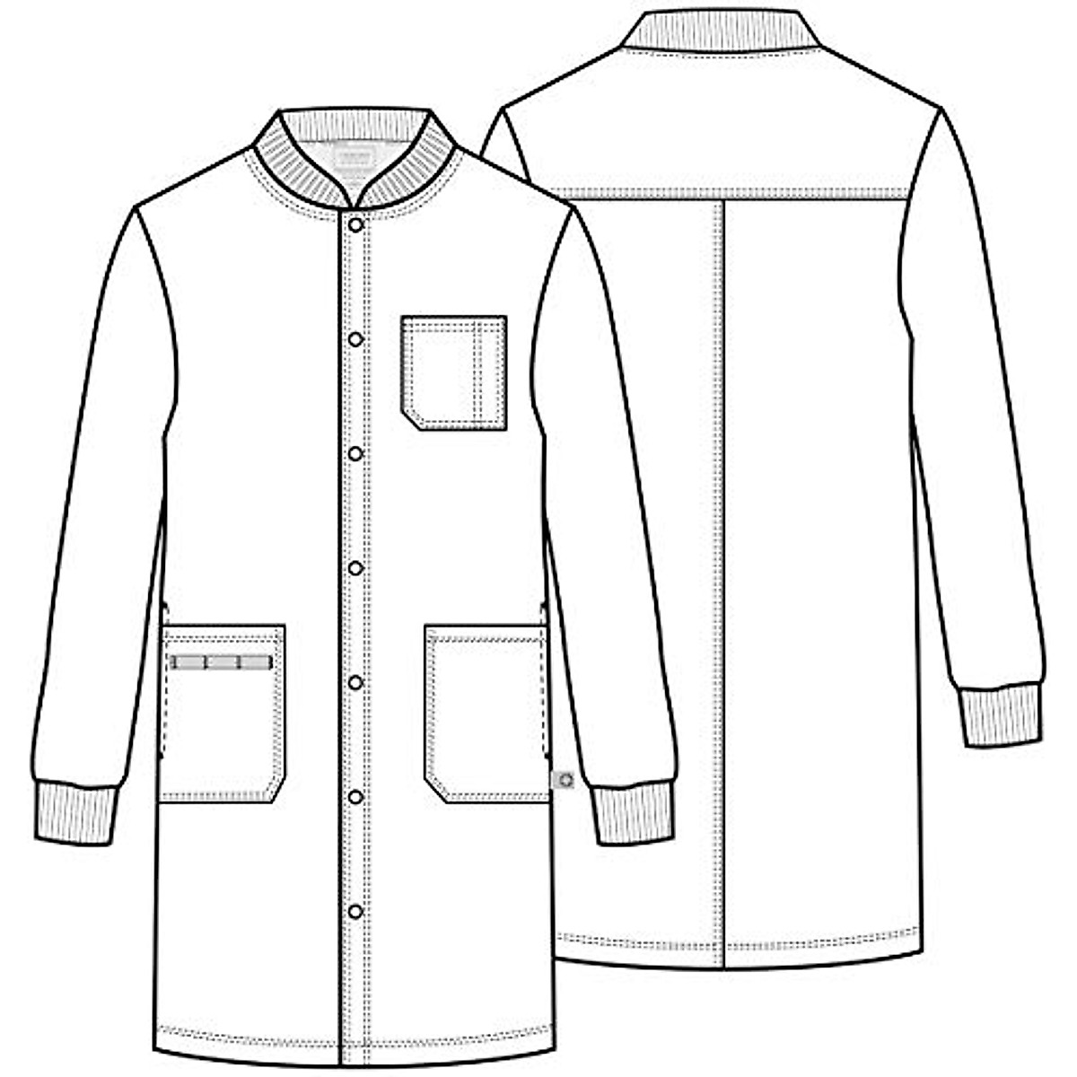 Cherokee Professional Lab Coat for Men and Women with Snap Front Closure WW350AB, XL, Pewter