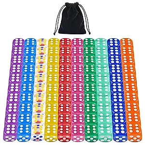 Deamos 6 Sided Dice Set 10 Colors Transparent Acrylic Dice for DND, MTG, RPG, Tenzi, Yahtze, Bunco, Table Borad Games, Math Teaching (100)
