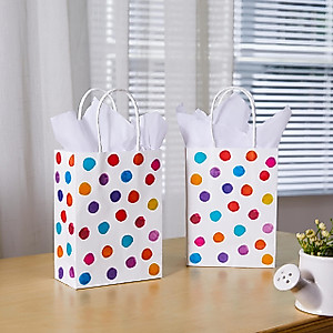 SUNCOLOR 25 Pieces 6" Mini Goodie Bags Small Gift Bags with Handle for Party Favor Bags (Polka Dot)
