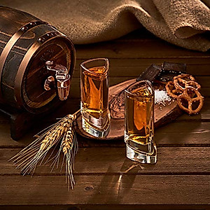 JoyJolt Aqua Vitae Shot Glass Set of 4. Crystal Shot Glasses, Triangle Clear Shot Glasses Set with Off Set Base. 1 – 2 oz Cups for Tequila, Limoncello, Vodka or Aperitif. Fun Christmas Gifts