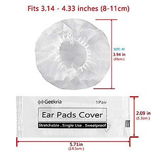 Geekria 50 Pairs Individually Wrapped Disposable Headphone Covers, Stretchable Sanitary Ear Pads Covers, Hygienic Ear Cushion Protector Fits 3.14"-4.33" Earpiece Bulk Pack (Size M, White)