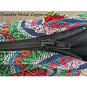 Aztec Crossbody Bags for Women - Boho Shoulder Bag - Handmade Hippie Purse - Fully Lined Cotton Interior - Medium (Rainbow)