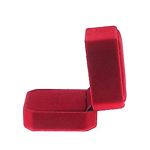 RJ Displays Ring Box for Wedding Valentine Ceremony – 2-Piece Set Red Velvet Ring Box Holds Earrings, Engagement Ring – Protective Ring Display Case for Store Display