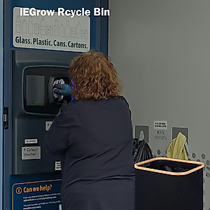 iEGrow 29 Gallon Recycling Bin for Kitchen, Indoor Home Recycle Bins with Lid, 110L Large Recycling bin with 2 Removeable Reusable Inner Bags, for Bottles Cans Glass Plastice Cartons(Black)