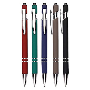 Stylus Pens - Black Ink 2 in 1 Capacitive Stylus- Compatible with Most Touch Screen Devices-A Variety of Color Pen Holders (10-Pack)