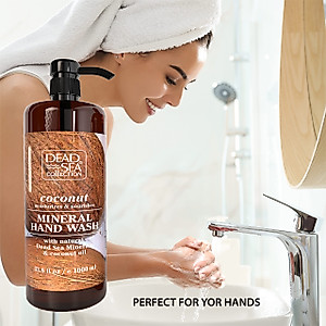 Dead Sea Collection Hand Soap Pump Coconut - Hand Wash Liquid with Dead Sea Minerals and Coconut Oil - All Skin Types Moisturizing & Nourishing - Pack of 2 (33.8 Fl Oz Each) - 67.6 Fl Oz