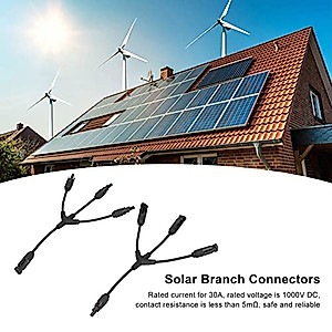 Hilitand Y Branch Connectors Adapters DC 30A 1000V 3 to 1 Male Female Branch Connectors for Parallel Solar Panel Cable