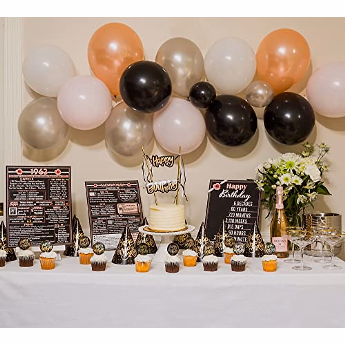 VAPARA DESIGNS 60th Birthday Decorations For Women - 3 Pack of Fun, Artistic 11x14 Rose Gold Birthday Posters - 60th Birthday Gifts For Women - 60 Years Ago - Back In 1963