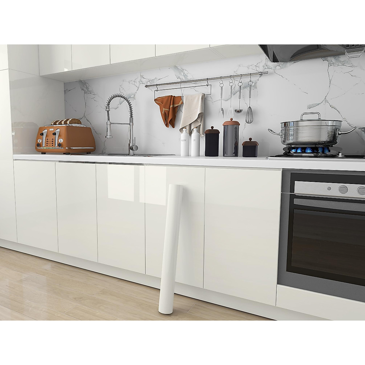 ORBIDO Wallpaper Peel and Stick Countertops （15.7"x196"） Glossy Countertop Contact Paper Peel and Stick Wallpaper for Bedroom Kitchen Countertop Cabinet Wardrobe Self-Adhesive Removable Wall Paper