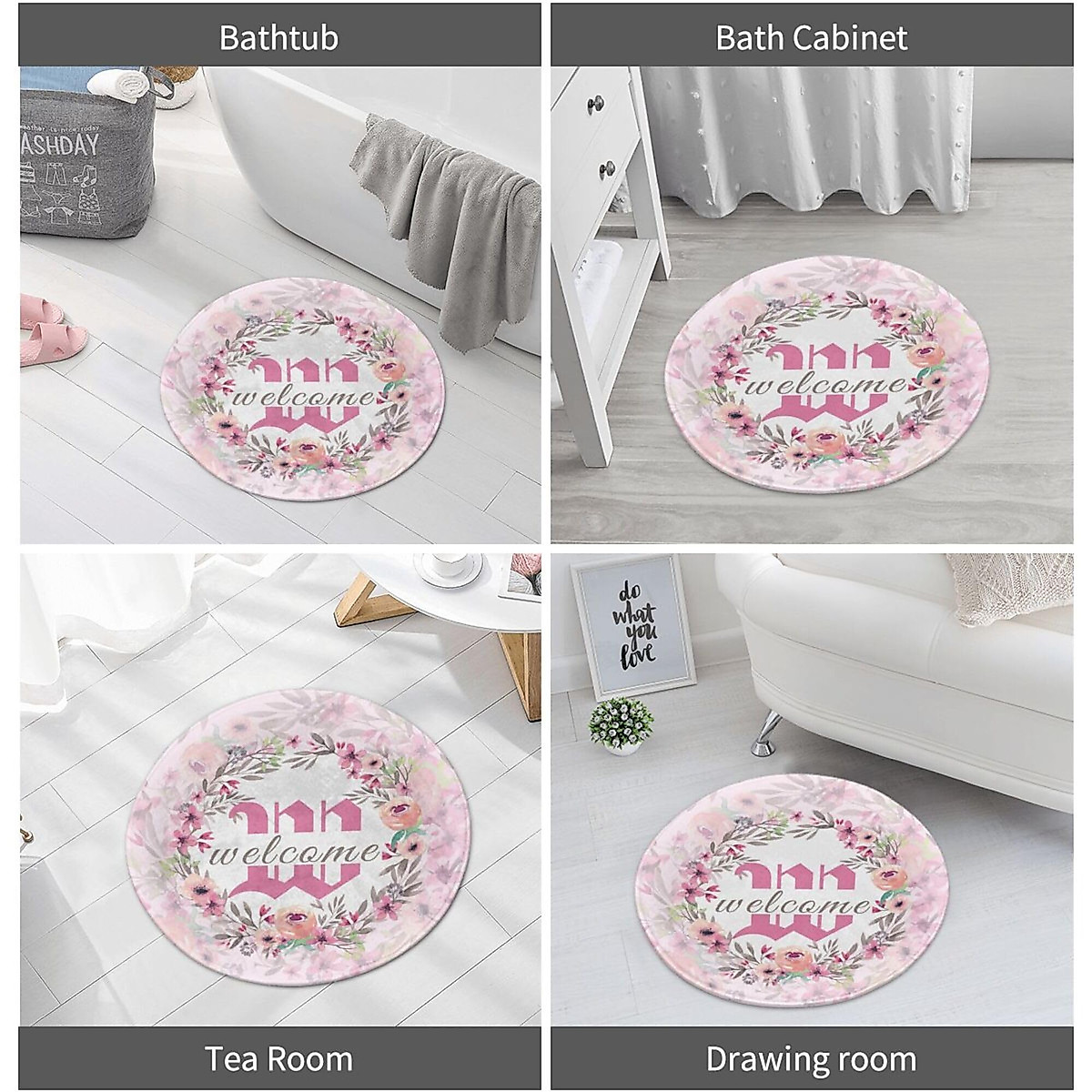 buxvhre Custom Round Floor Mat Personalized Bath Mat Add Your Photo Text Non-Slip Bath Rug Door Mat for Home Kitchen Bedroom Office Garden