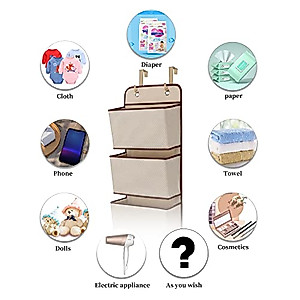 TIYONO Over The Door Hanging Organizer Storage with 4 Large Pockets, Wall Mount with 2 Widened Metal Hooks for Pantry,Nursery,Diapers,Bathroom,Kitchen,Closet,Dorm (Blue)