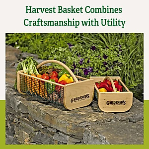 Gardeners Supply Company Large Garden Hod Harvest Basket | Versatile Gardening Fruits & Vegetables Gathering Basket | Natural Smooth Pine - Maple Frame & Coated Mesh | Easy to use - 9"L x 11"W x 11"H