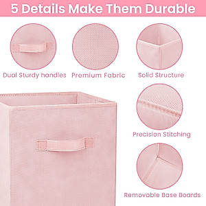 Criusia Storage Cubes - 11 Inch Heavy Duty Fabric Storage Bins for Shelves Closet, Cube Organizer - 8 Pack Collapsible Cube Storage Bins Baskets for Organizing Clothes Blankets Toys (Pink)