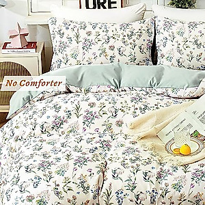 McVernon's Floral Duvet Cover Queen Size 3 Pieces, Flower Queen Duvet Cover with 2 Pillow Shams, Soft Bedding Set for All Season, Breathable, Zipper Closure, Queen(90''x90'')