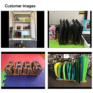 INNERNEED Bamboo Wooden Plate Racks Dish Stand Holder Kitchen Storage Cabinet Organizer for Dish/Plate/Bowl/Cup/Pot Lid/Cutting Board (Pack of 2)