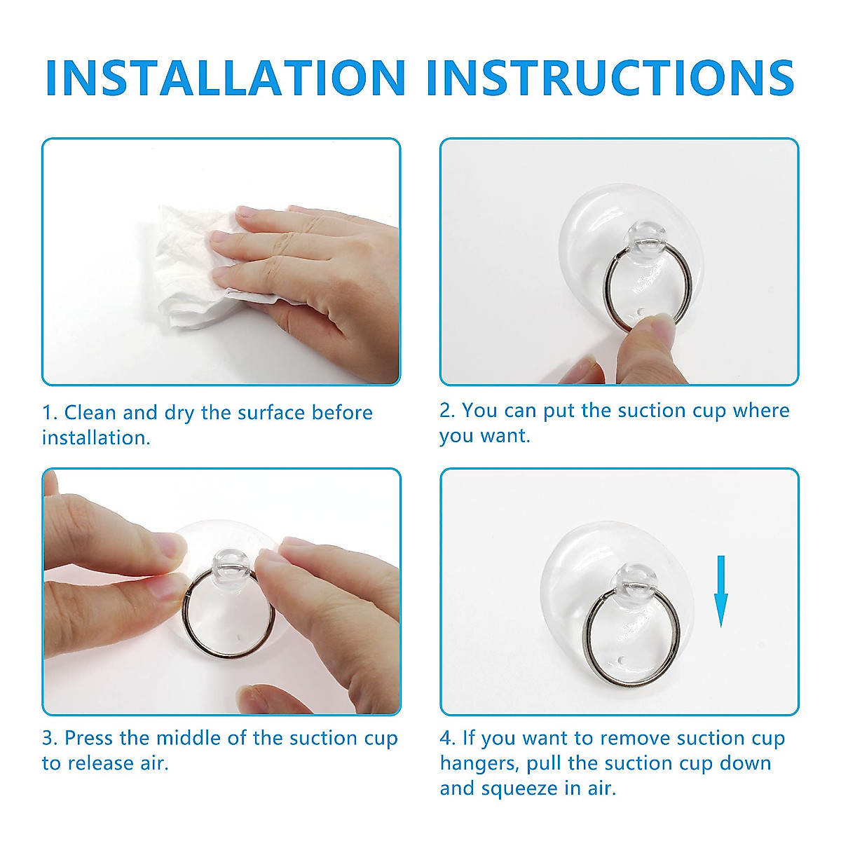 Piutouyar 12Pcs Suction Cup with Ring 1.6"/40mm Clear Key Ring Suction Cups Sucker for Window Kitchen Wall Hook Hanger