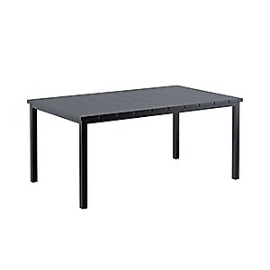 VICLLAX Patio Dining Table for 6, 63"x37.8" Rectangular Outdoor Metal Slats Patio Table for Patio Garden Front Porch, Deck, Black