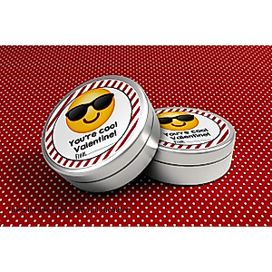 Cool Emoji with Sunglasses Valentine Party Favor Sticker Labels, 40 2" Party Circle Stickers by AmandaCreation, Great for Classroom Valentines, Envelope Seals, Gifts & Treats