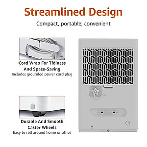 Amazon Basics Large Dehumidifier for Basements, Bathroom, up to 4000 SFT, 50 Pint, Energy Star Certified, Timer, Auto-Defrost, Overflow Protection, White