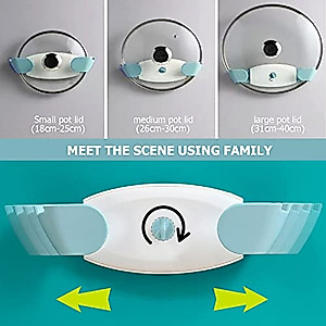 DOERDO 2Pcs Wall Mount Pot Lid Organizer, Cabinet Door Organizer, Adjustable Wall Mount Pot Lid Rack and Pan Organizer for Kitchen, Grey,Blue