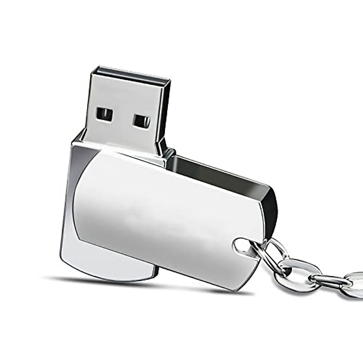 304 Stainless Steel USB 3.0 Flash Drive with Metal Lanyard/Key Chain,20Mb/S High Speed Data Transmission,32GB 64GB 128GB (64GB,Silver)