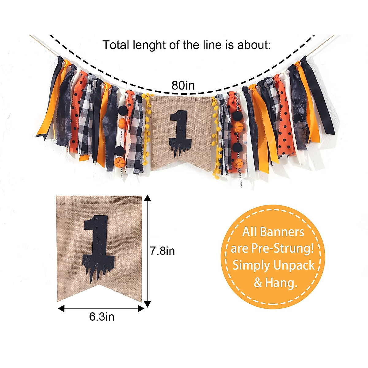 HighChair Banner for 1st Birthday - Halloween Decorations for Photo Booth Props, Birthday Souvenir and Gifts for Kids, Best Party Supplies (Halloween Birthday Banner)