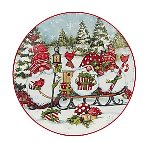 Certified International Christmas Gnomes 9" Salad/Dessert Plates, Assorted Designs, Multicolor, Medium, Set of 4